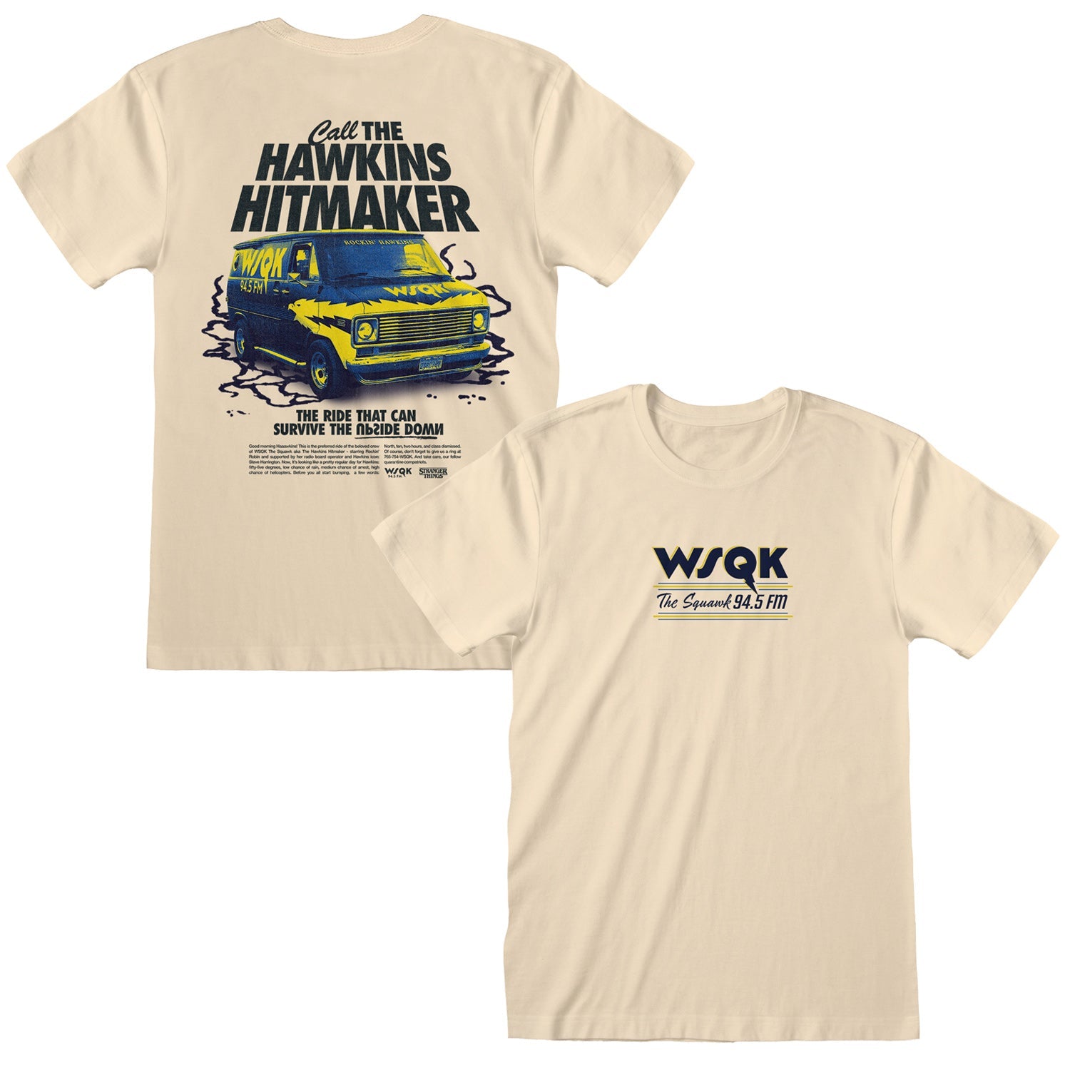 STRANGER THINGS - WSQK - HAWKINS HITMAKER - T-SHIRT – Heroes Inc.